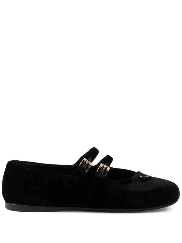Prada Velvet Ballerina Shoes - Nero