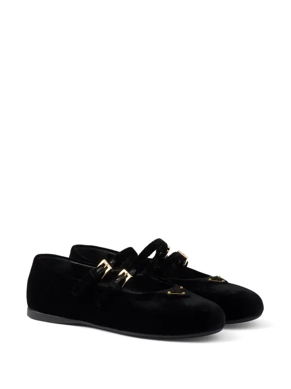 Prada Velvet Ballerina Shoes - Nero