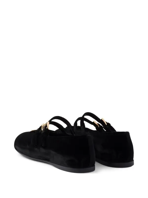 Prada Velvet Ballerina Shoes - Nero