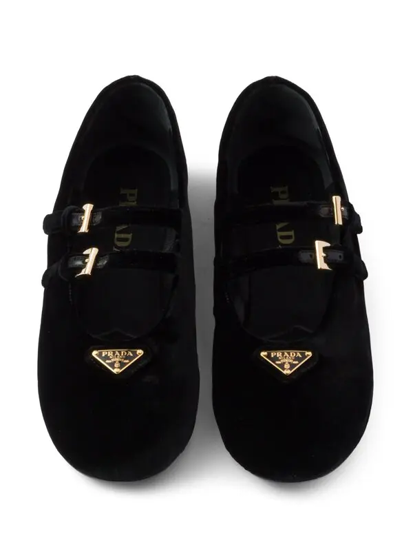 Prada Velvet Ballerina Shoes - Nero