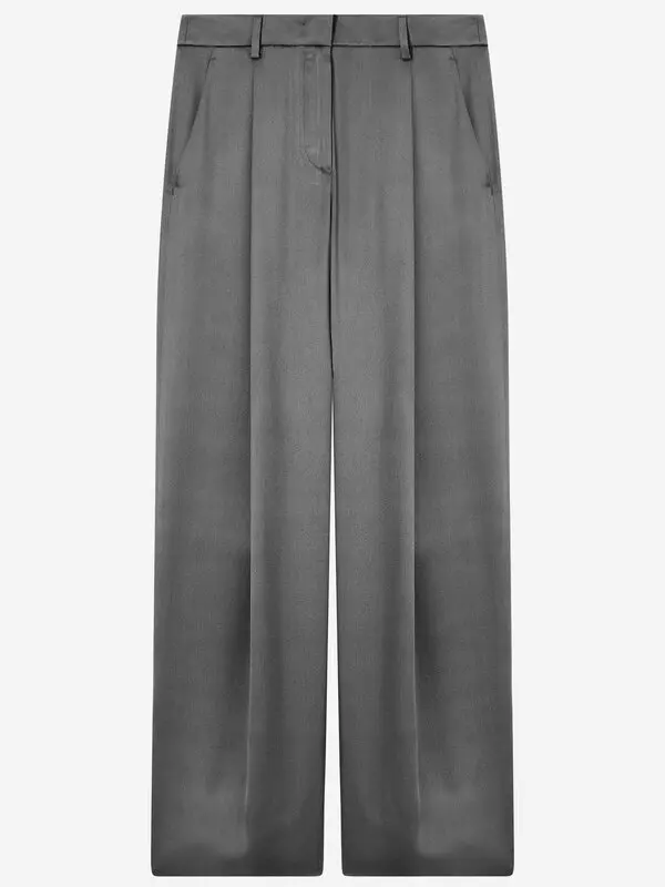 Giorgio Armani Double Silk Satin Trousers - Grey