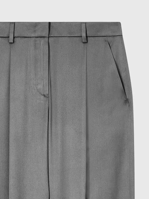 Giorgio Armani Double Silk Satin Trousers - Grey