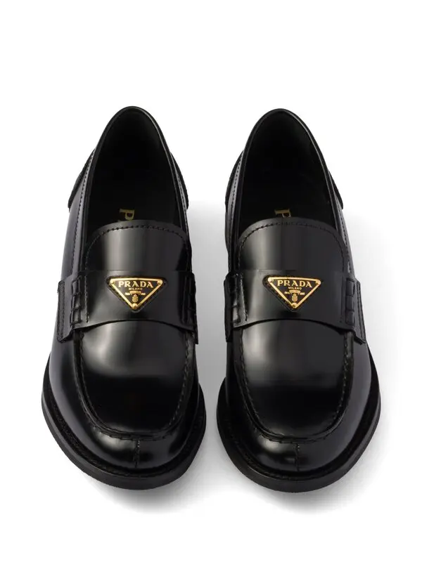 Prada Brushed Leather Loafers - Nero