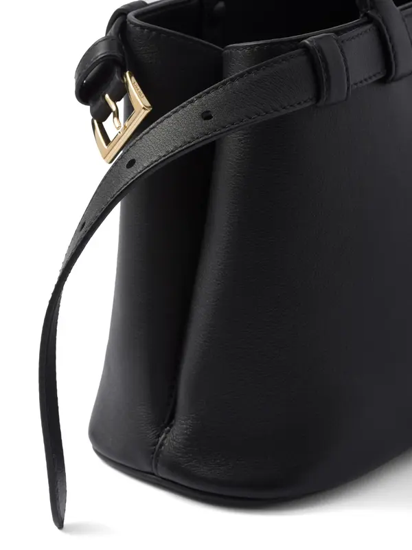 Prada Logo Lettering Leather Tote Bag - Nero