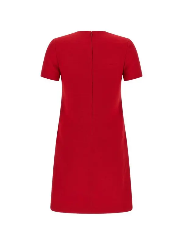 Valentino Garavani Vlogo Signature Wool And Silk Dress - Red