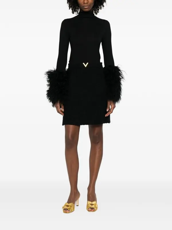Valentino Garavani V Logo Signature Wool Skirt - Black