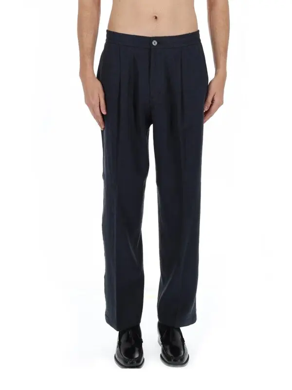 Herno Linen-blend Trousers - Blue