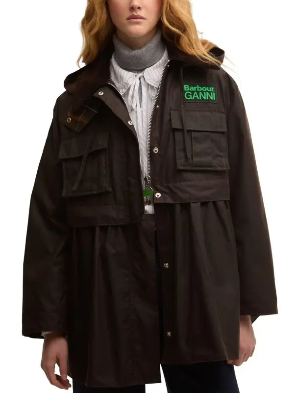 BARBOUR X GANNI Waxed Cotton Coat - Brown