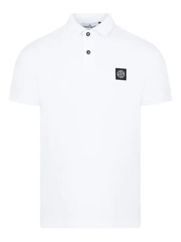 Stone Island Logo Cotton Polo Shirt - White