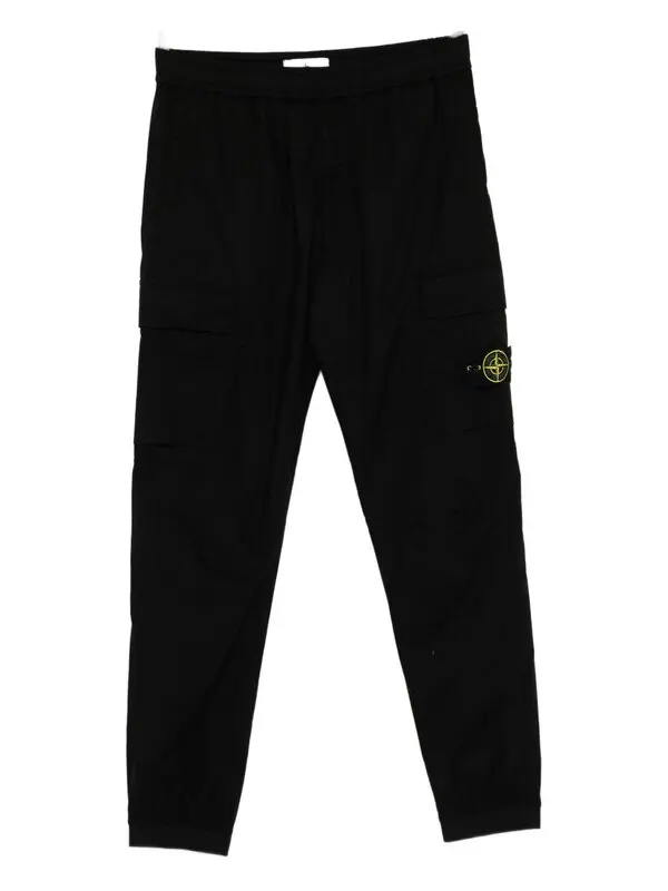 Stone Island Cotton Cargo Trousers - Black