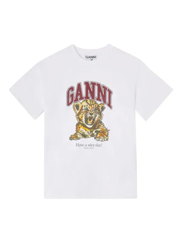 GANNI Graphic Print T-shirt - White
