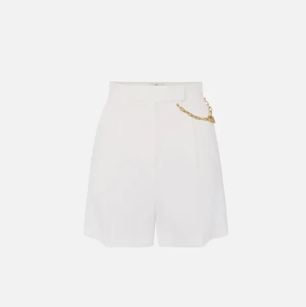 Elisabetta Franchi Shorts With Jeweled Logo - Ivory