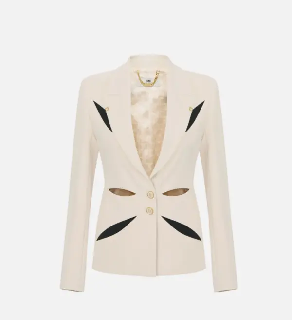 Elisabetta Franchi Two-tone Cut-out Jacket - Burro/nero