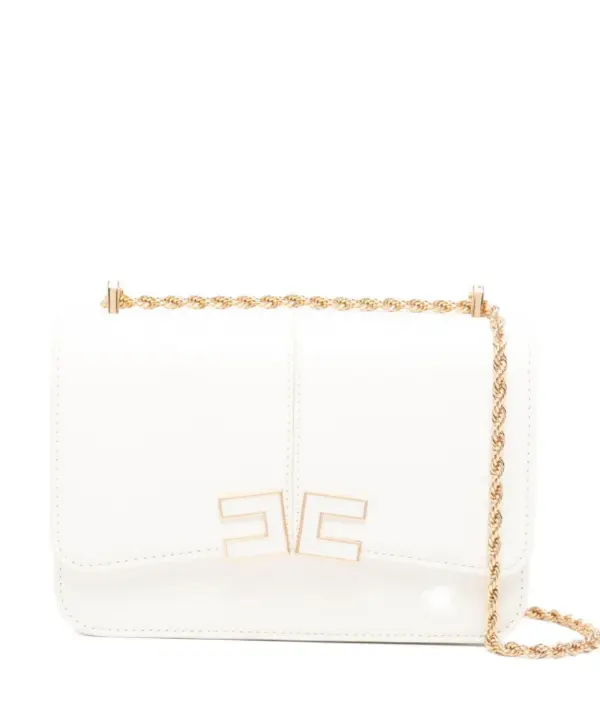 Elisabetta Franchi Logo Detail Shoulder Bag - Ivory
