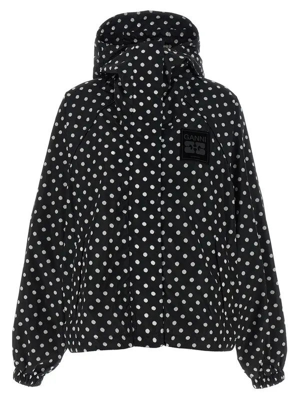 GANNI Polka Dot Anorak - White/black
