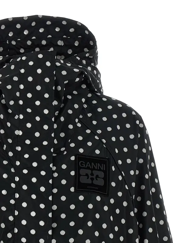 GANNI Polka Dot Anorak - White/black