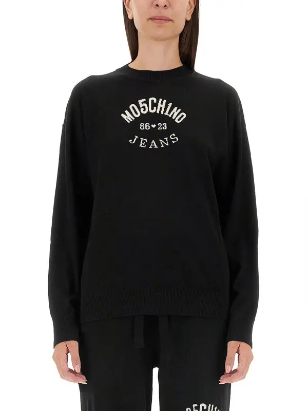 Moschino Oversized Virgin Wool Jersey With Logo