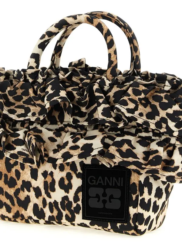 GANNI Mini Shopper Ruffle Print Handbag