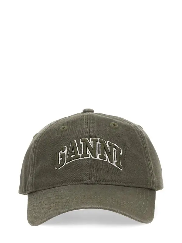 GANNI Baseball Cap With Logo - Charcoal