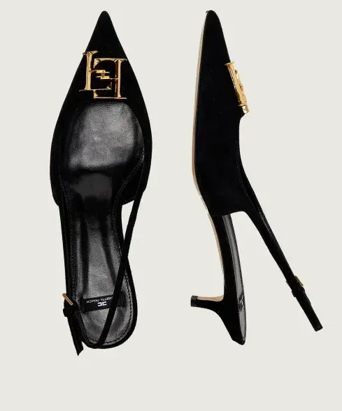 Elisabetta Franchi Suede Slingbacks - Black