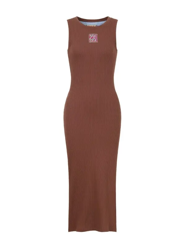 Marni Frame' Logo Midi Dress - Brown