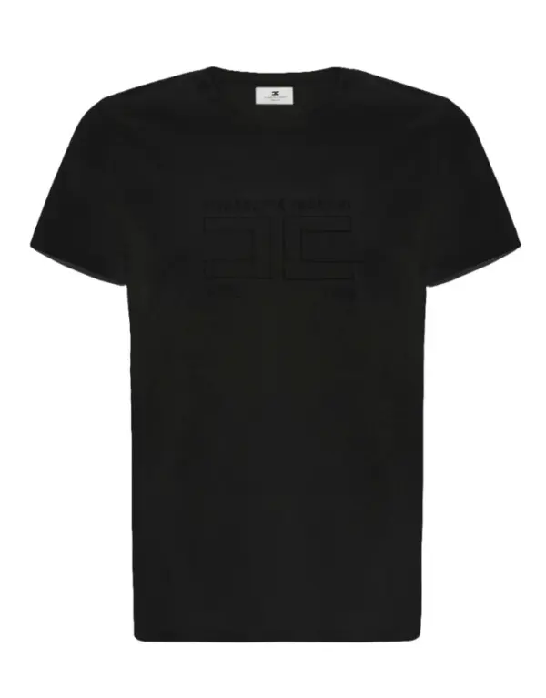 Elisabetta Franchi Jersey T-shirt With Embroidered Logo - Black