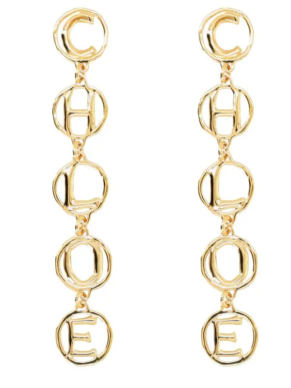 Chloé Script Earrings - Gold