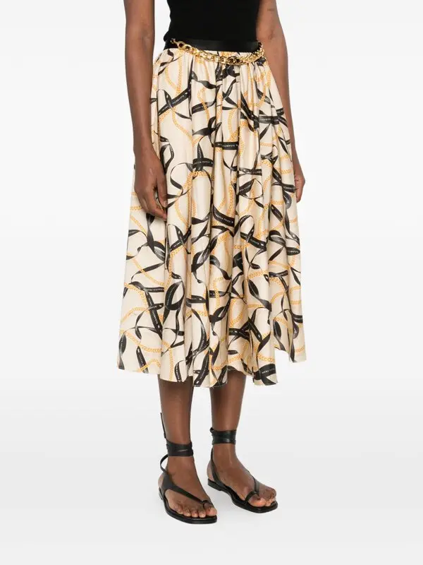 Elisabetta Franchi Printed Midi Skirt - Beige