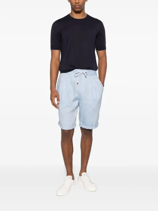 Brunello Cucinelli Linen Blend Shorts - Clear Blue