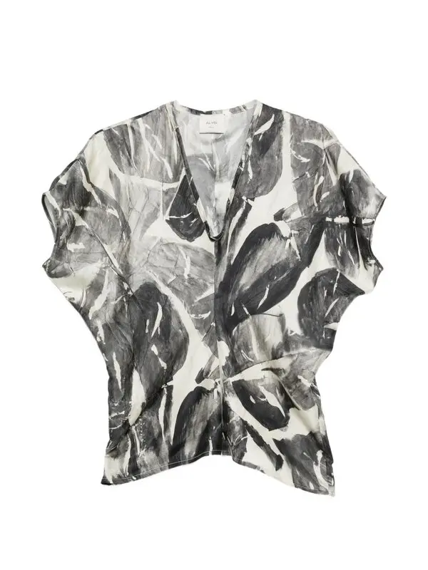ALYSI Printed Silk Shirt - Black