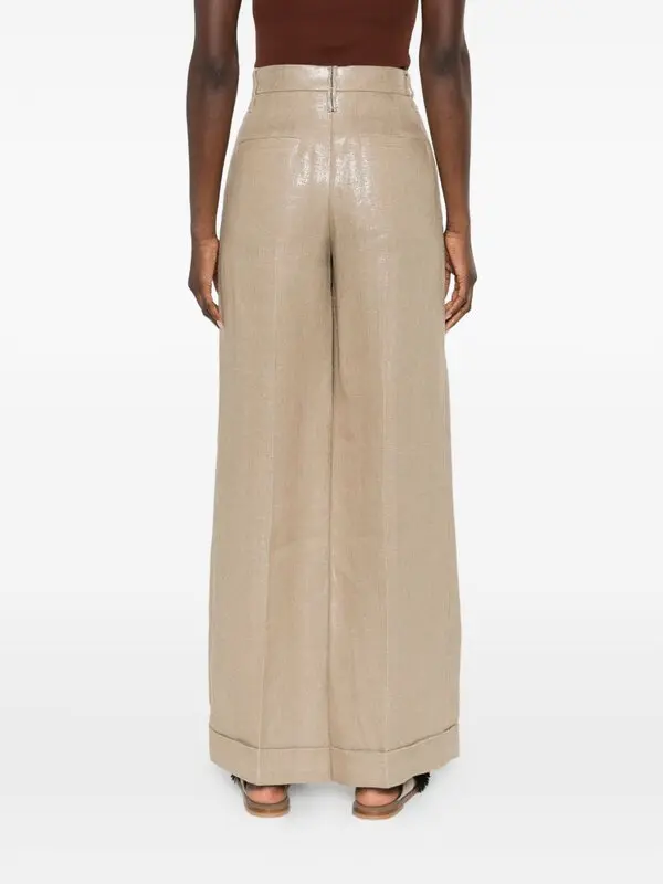 Brunello Cucinelli Linen Wide Leg Trousers