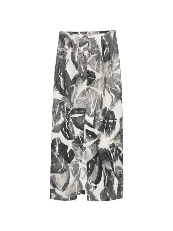 ALYSI Long Printed Silk Skirt - Black