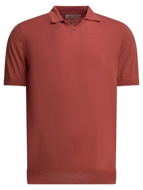 Brunello Cucinelli Cotton Buttonless Polo Shirt - Red