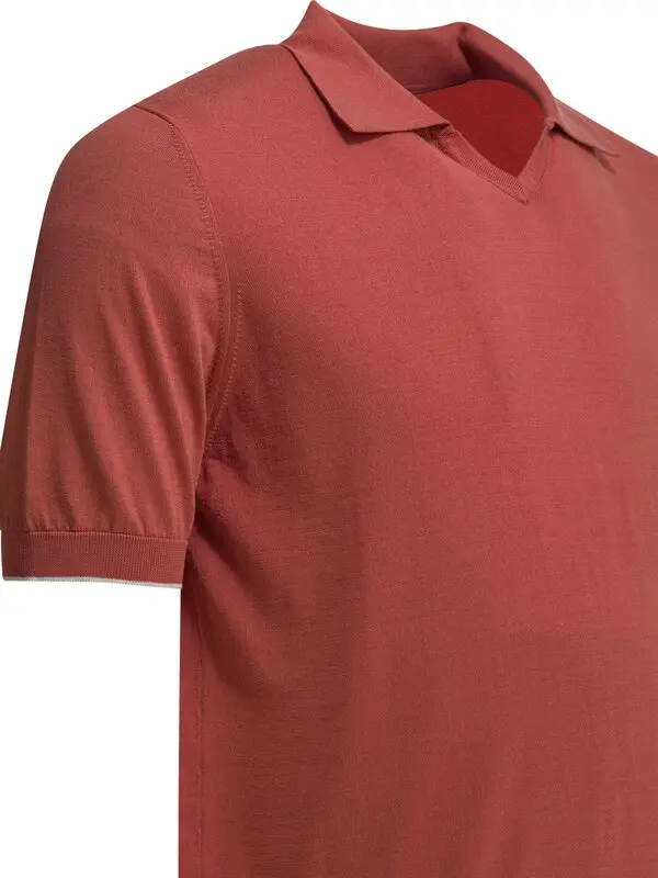 Brunello Cucinelli Cotton Buttonless Polo Shirt - Red