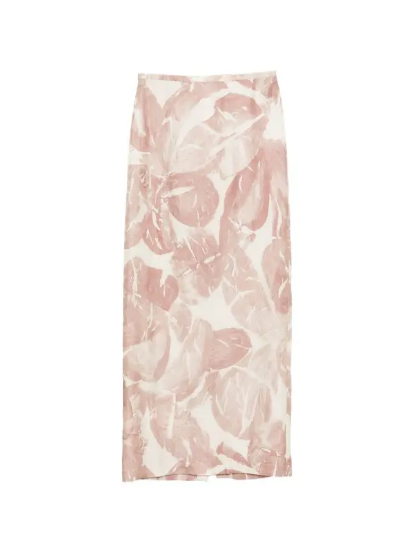 ALYSI Printed Silk Skirt - Powder
