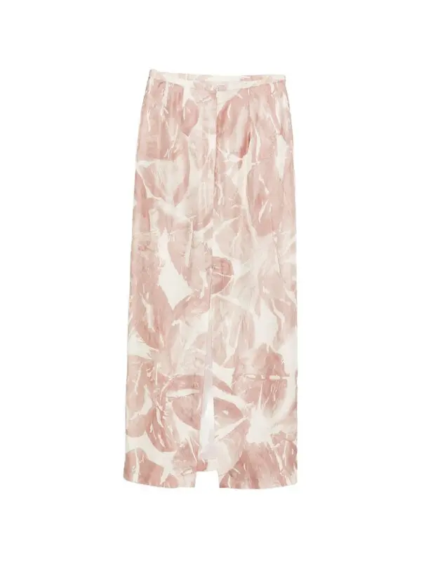 ALYSI Printed Silk Skirt - Powder