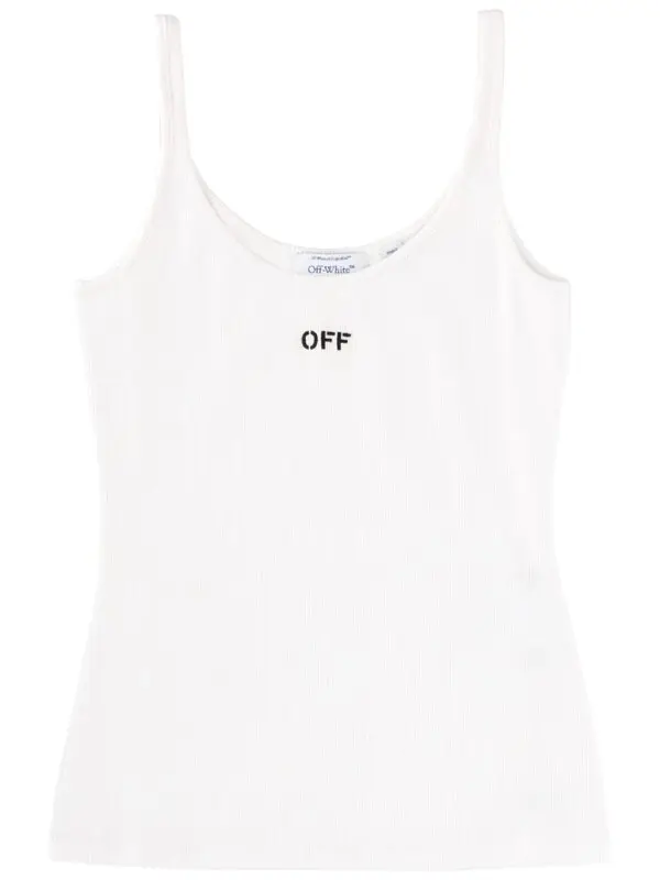 Off White Tank Top With Logo - White