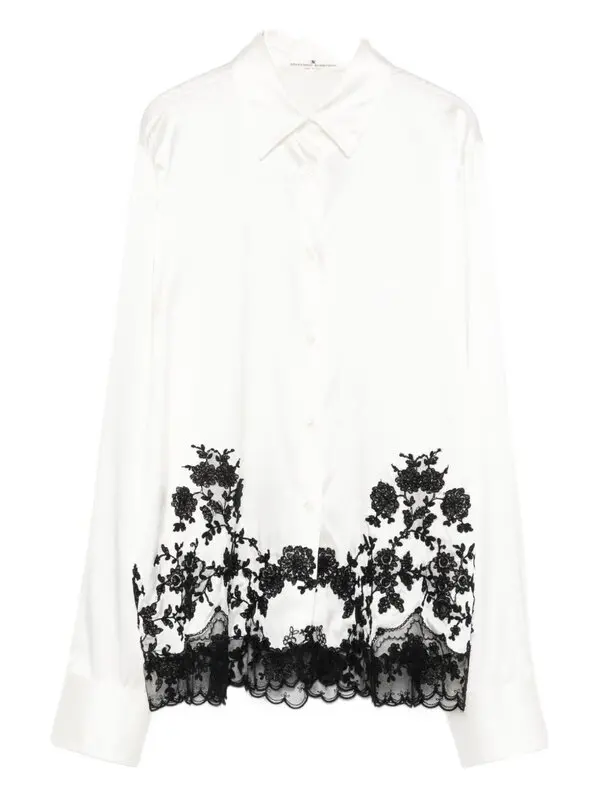 Ermanno Scervino Silk Embroidered Shirt - White