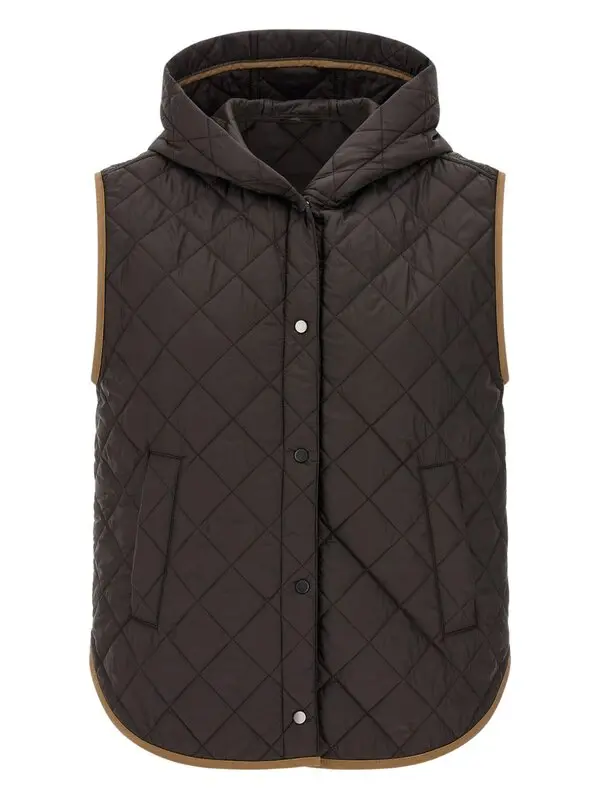 Brunello Cucinelli Quilted Nylon Down Vest - Brown