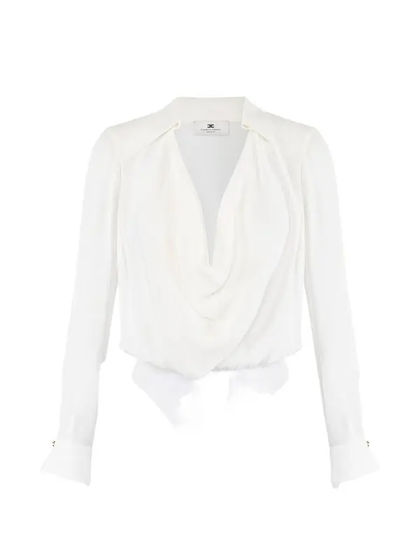 Elisabetta Franchi Bodysuit With Draped Front - Ivory