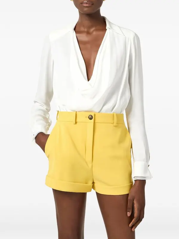 Elisabetta Franchi Bodysuit With Draped Front - Ivory