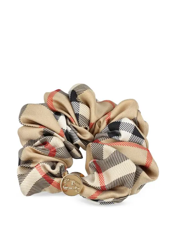 Burberry Check Silk Scrunchie - Beige