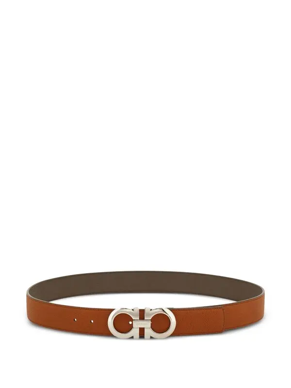 FERRAGAMO Gancini Leather Belt - Beige