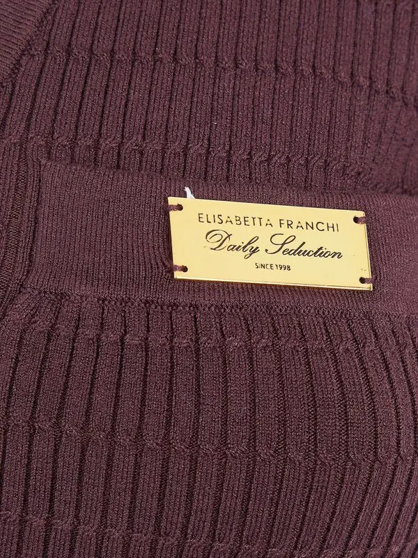 Elisabetta Franchi V-neck Ribbed Knit Sweater
