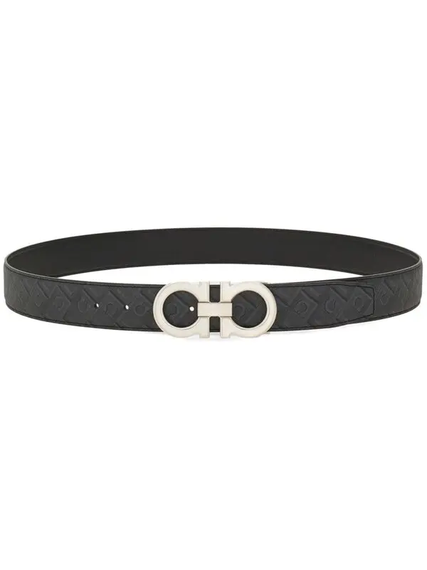 FERRAGAMO Gancini Leather Belt - Grey