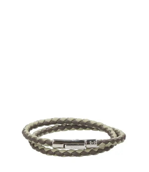 TOD'S Braided Leather Bracelet - Green