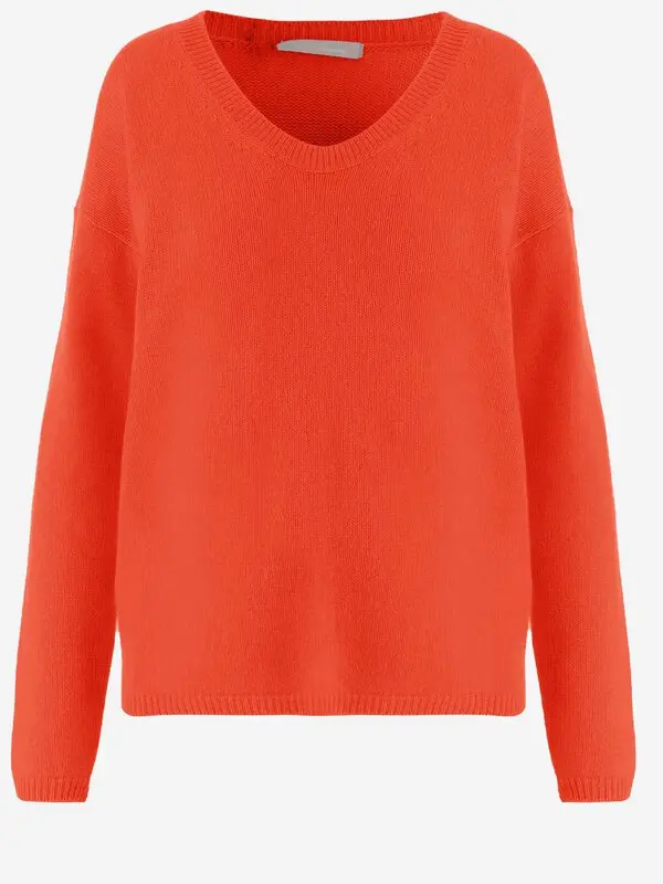 ALLUDE Cashmere V-neck Sweater - Red