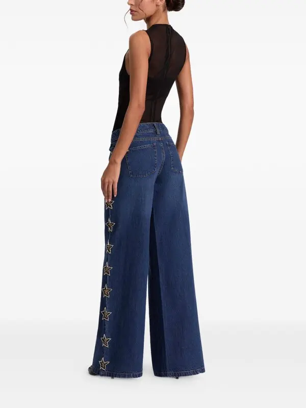 Alice + Olivia Embellished Baggy Jeans - Blue