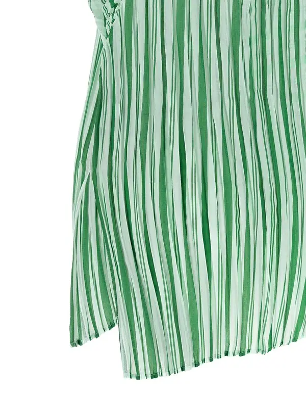Issey Miyake Striped Pleated Top - Green