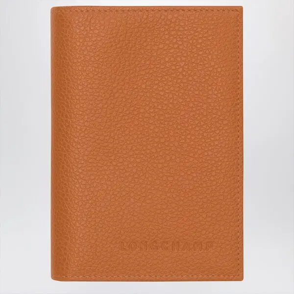 Longchamp Le Foulonné Amber Coloured Passport Case - Brown